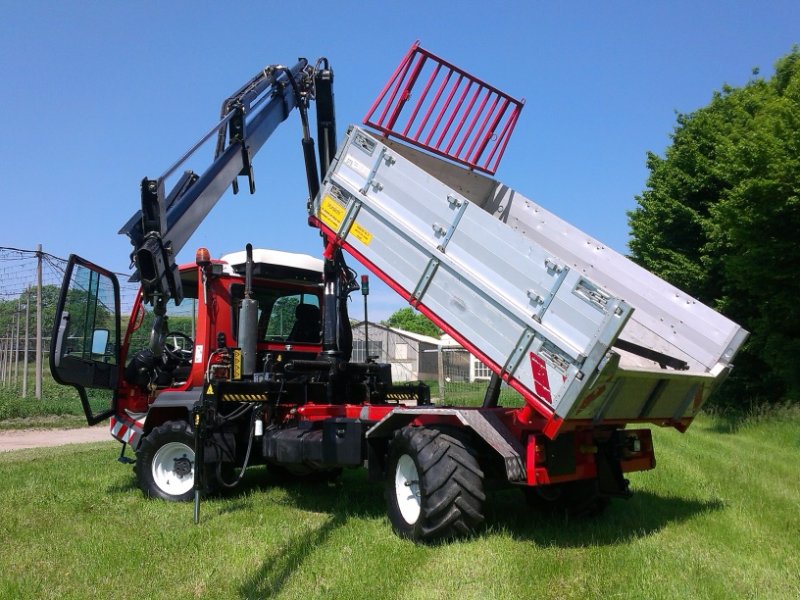Lindner Unitrac 102 L + Hiab Kran + Dreiseitenkipper Kommunalfahrzeug ...
